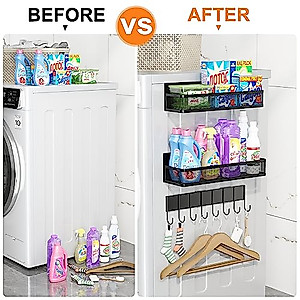 Aufworld Magnetic Spice Rack for Refrigerator, 3 Pack Magnetic Shelf, Moveable Magnetic Fridge Organizer with 8-Hook Rack, Seasoning Organizer for Kitchen Organization and Storage (3 Pack)