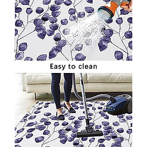 Outdoor Rug for Patio Purple Watercolor Plants Leaves 4'x6' Mat Carpet,Reversible Camping Aera Rugs,Rv,Porch,Deck,Camper,Balcony,Backyard