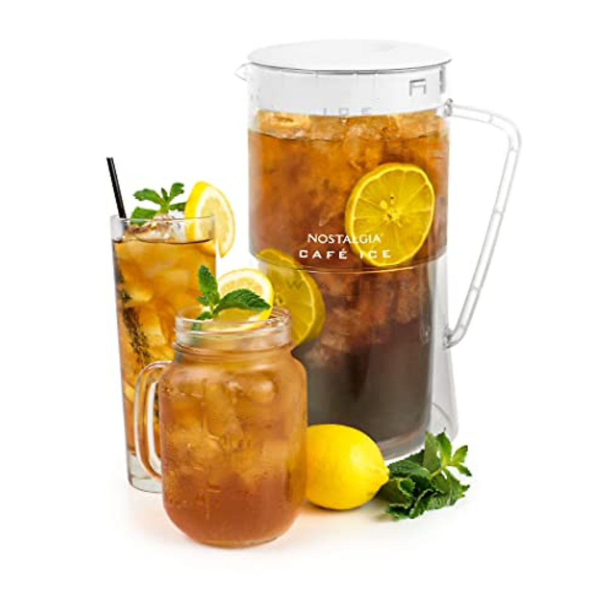 Nostalgia 3-Quart Iced Tea & Coffee Brewing System With Double-Insulated Pitcher, Strength Selector & Infuser Chamber, Also Perfect For Lattes, Lemonade, Flavored Water, White