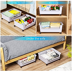 caktraie 2 Pack Under Bed Storage, Under Bed Toy Storage with Wheels, Multi-Purpose Under Bed Storage Carts for Bedroom, No Assembly Required Bedroom Storage Organizer for Toys, 15.5" L x 11.2" W