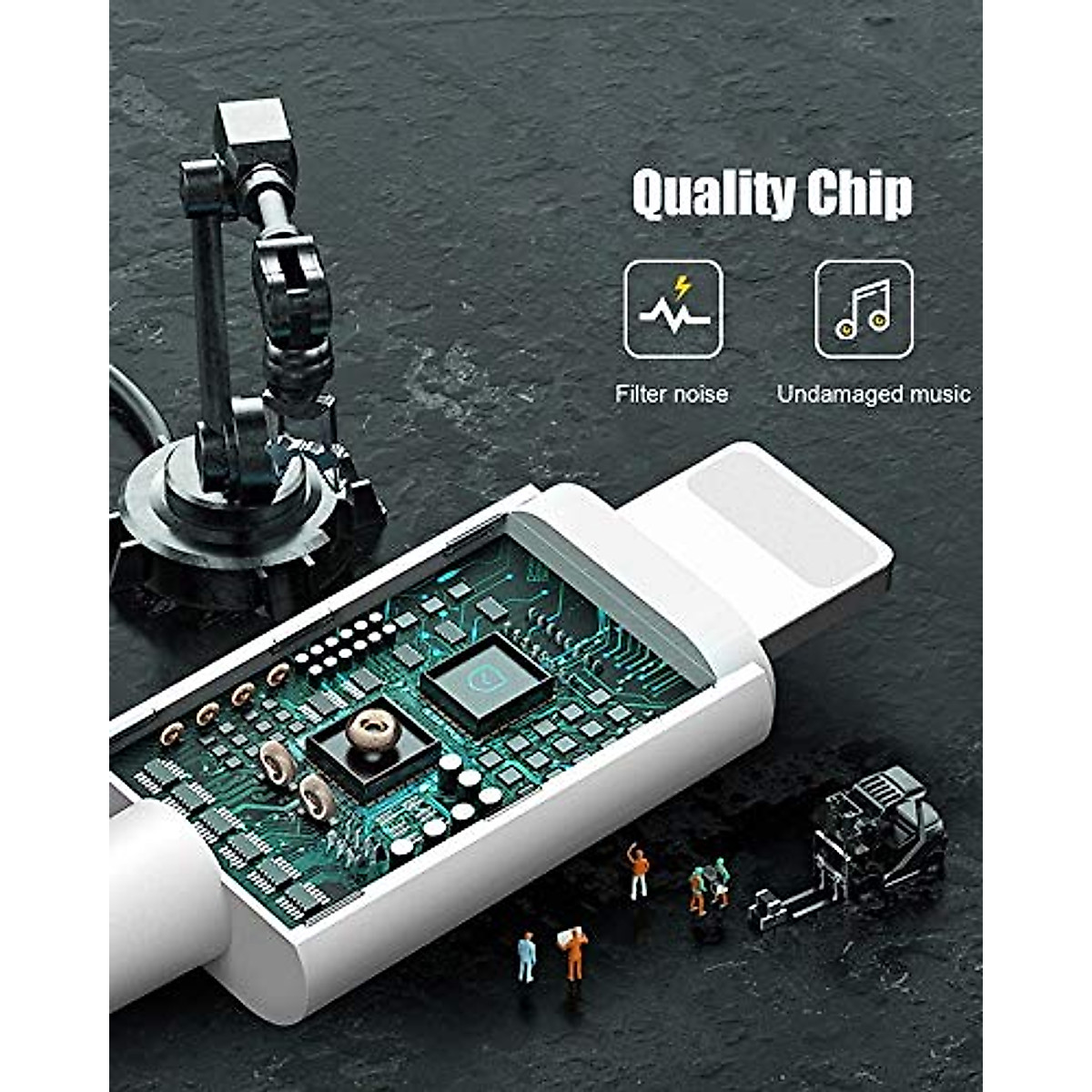 [2 Pack] iPhone Adapter，Apple MFi Certified iPhone to 3.5mm Aux Audio Accessories Headset Splitter Adaptor Compatible for Music Compatible with iPhone 14/13 Pro Max X/XS/Max/7 8 Support All iOS System