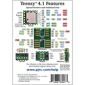 Teensy 4.1 ARM Cortex-M7 Processor at 600MHz with a NXP iMXRT1062 (Without pins)