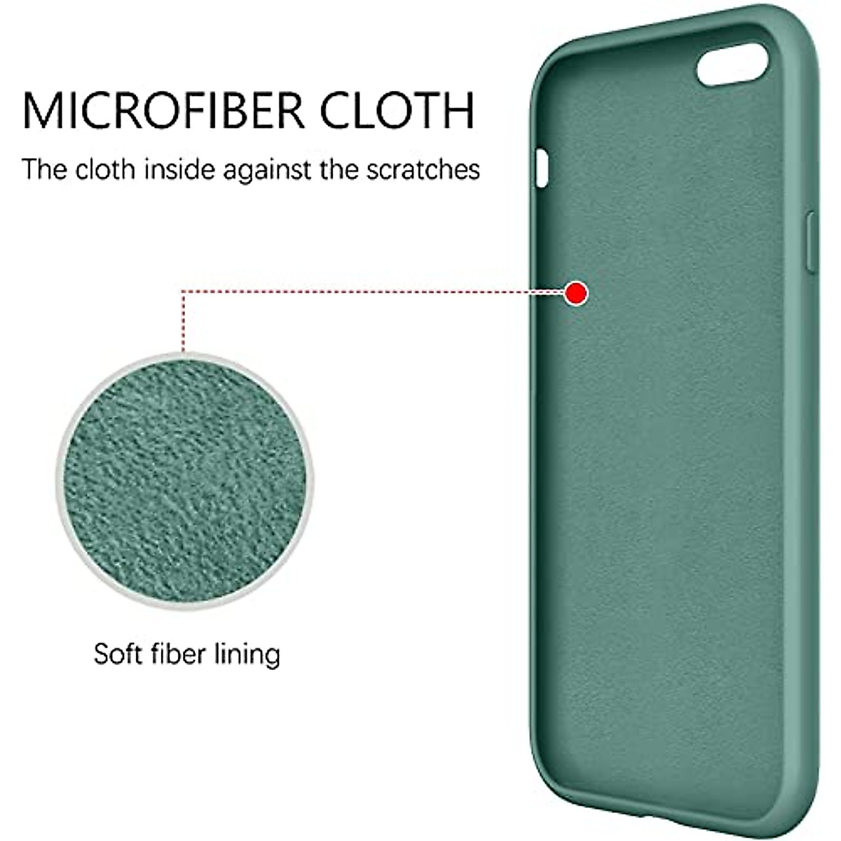 GUAGUA iPhone 6s Case iPhone 6 Case Liquid Silicone Soft Gel Rubber Slim Thin Light Microfiber Lining Cushion Texture Cover Shockproof Full Body Protection Phone Cases for iPhone 6/6S Pine Green