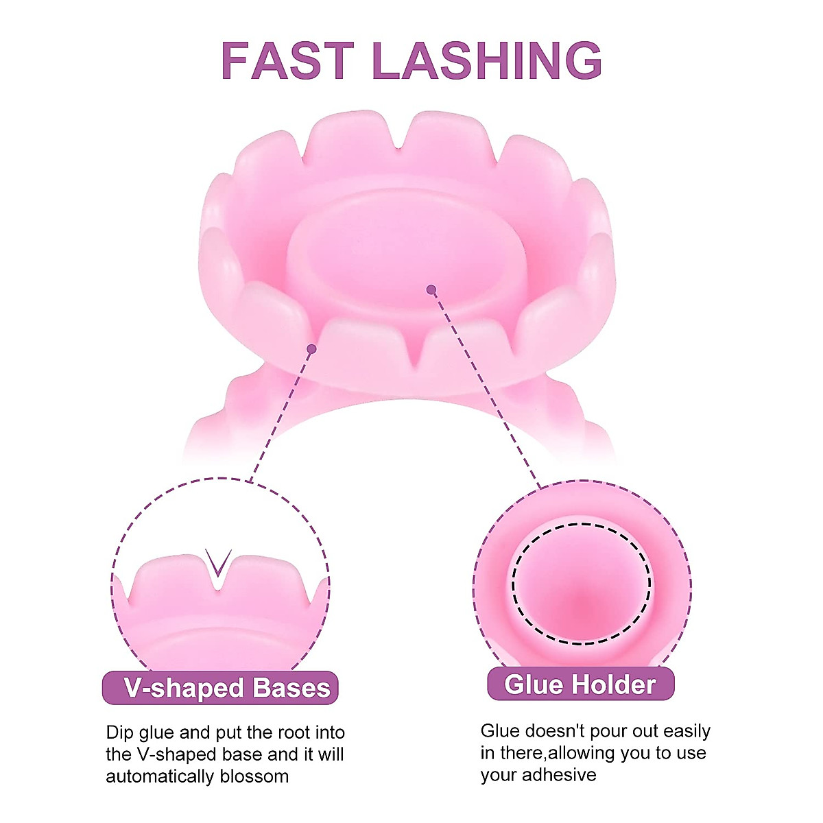 Glue Rings for Eyelash Extensions 100PCS Glue Rings MEKK Eyelash Extension Glue Rings Lash Extension Supplies Lash Glue Rings Disposable Lash Extension Supplies(Pink)