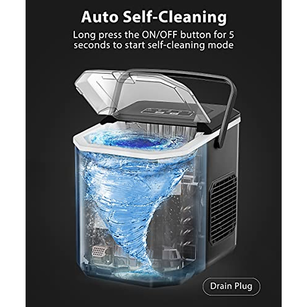 COWSAR Ice Makers Countertop, Portable Ice Maker Machine 6 Mins/9 Pcs Bullet 26.5lbs/24Hrs with Self-Cleaning, Ice Scoop and Basket, Ice Maker for Party/Kitchen/Home/Office