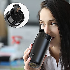 OTKAX Temperature Control Heated Coffee Mug Smart Self Heating Travel Coffee Mug 12 Oz App Controlled Warmer Mug 5 Hour LED Display Keep Coffee Hot All Day up to 149℉ Fast Wireless Charger Base