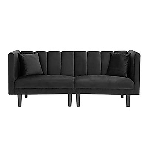 70'' Black Velvet Couch,Loveseat Sofa, Convertible Futon Sofa Bed, Accent Sofa Recliner,Metal Legs, 2 Couch Pillows,Modern Sofas for Home Living Room Bedroom