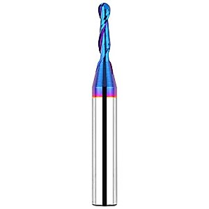 EANOSIC Carbide Ball Nose CNC Bit 1/4 Inch Shank, 1/8" Cutting Diameter End Mill Bits Spiral Router Bits Wood Milling Tool with Nano Blue Coating for Carving Engraving