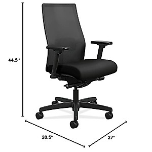 HON Ignition 2.0 Ergonomic Office Chair Mesh Back with Synchro-Tilt Recline, Lumbar Support, Swivel Wheels - Comfortable Home Office Desk Chairs for Long Hours & Computer Task Work - Executive Black