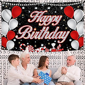 KatchOn, XtraLarge Red Happy Birthday Banner - 72x44 Inch | Red and Black Birthday Decorations | Happy Birthday Banner Red and Black | Happy Birthday Sign for Backdrop | Birthday Party Decorations