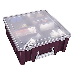 AB Designs 6990ABP Super Satchel Double Deep with Removable Dividers, Stackable Home Storage Organization Container, Plum
