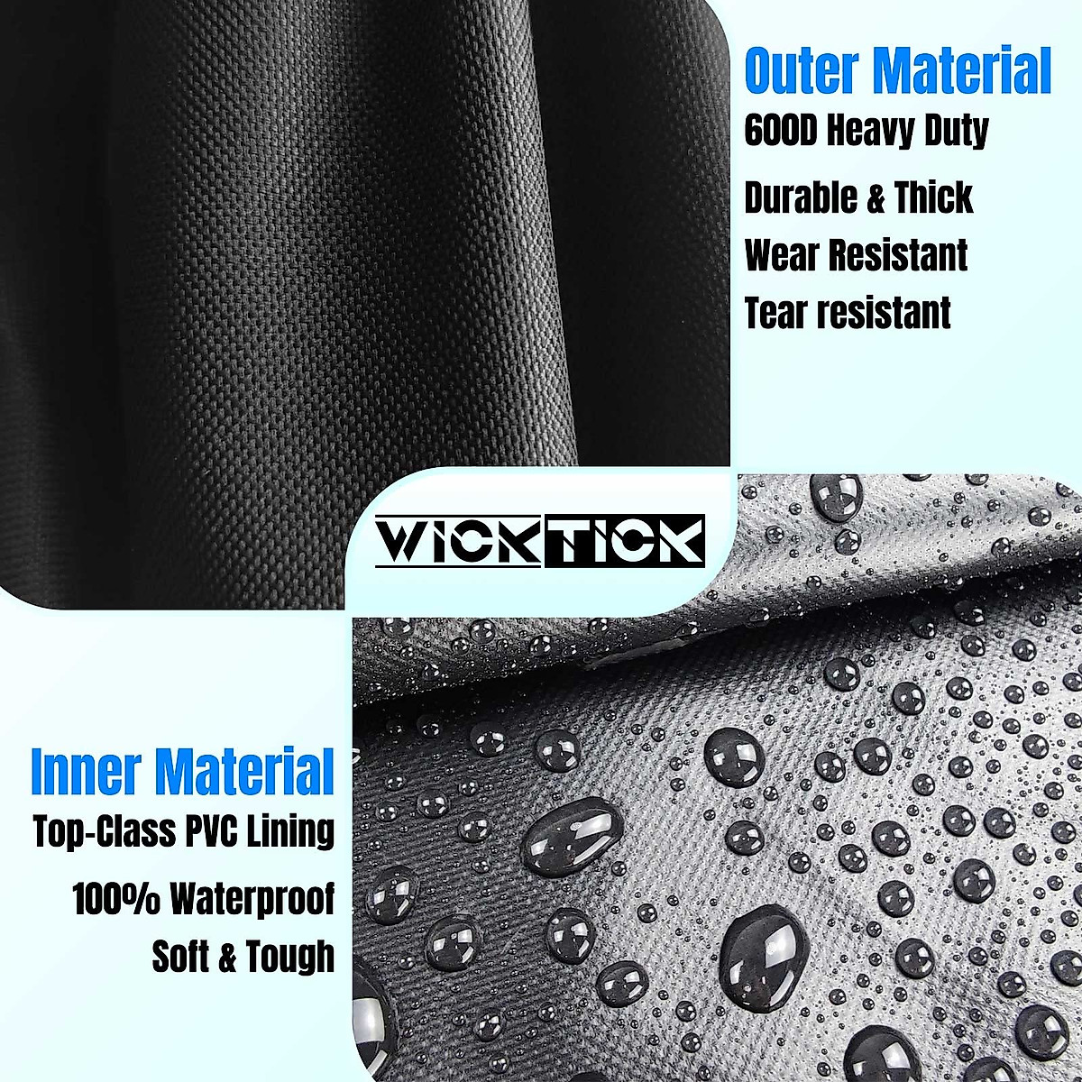 WICKTICK 30x30x25 In Gas Fire Pit Cover, Waterproof & Heavy Duty Cover fit 30x30 / 28x28 Inch Outdoor Tall Propane Firepit Tables