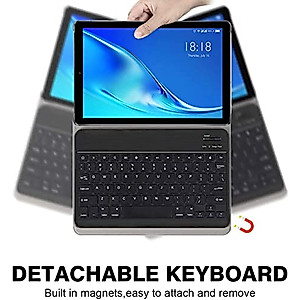2023 Newest Tablet with Keyboard 10 Inch, Android Tablet Newest Octa-core Processor, 64GB ROM + 4GB RAM Storage, 256GB Expandable, 2 in 1 Tablet with 2 Sim Slot+WiFi, GPS, 1920x1200 HD Display -Black