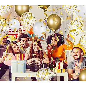 JOYYPOP White Balloon Garland Kit, 108Pcs White and Gold Balloons Arch Garland Kit Gold Confetti Balloons Metallic Balloons for Birthday Wedding Bachelorette Engagements Baby Shower Decorations