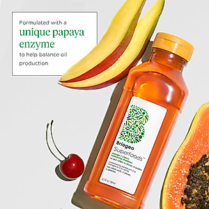 Briogeo Superfoods Mango + Cherry Balancing Shampoo, Replenish Dull, Dry Hair and Balance Oil for Oily Hair, Controls Oil and Nourished All Hair Types and Textures, Vegan, Cruelty-Free, 12.5 fl oz