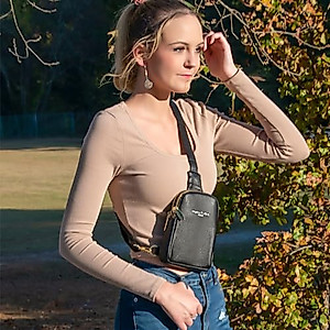 Haytijoe Small Crossbody Sling Bag for Women Vegan Leather Fanny Packs Travel Bag (Black)