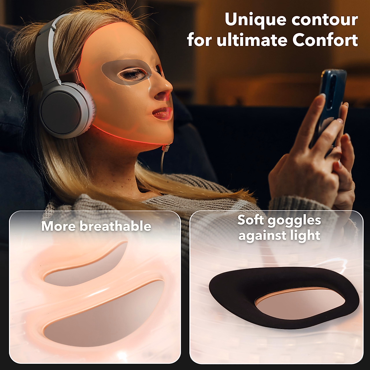 NEWKEY Red Light Therapy Mask for Face Wrinkles, LED Face Mask Light Therapy,7 Colors Photon Red Light Therapy Mask for Face, 20 Minutes Treatment,Adjustable Strap,Plug-in