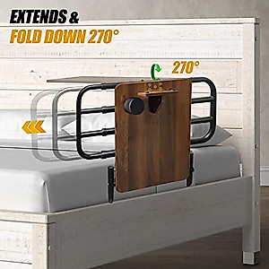 EasyVibe Bed Rails for Elderly Adults - with Foldable Table & Adjustable Length, Bed Safety Rails for Seniors, Adult Bed Rail Assist Bar, Bed Railing Grab Bar