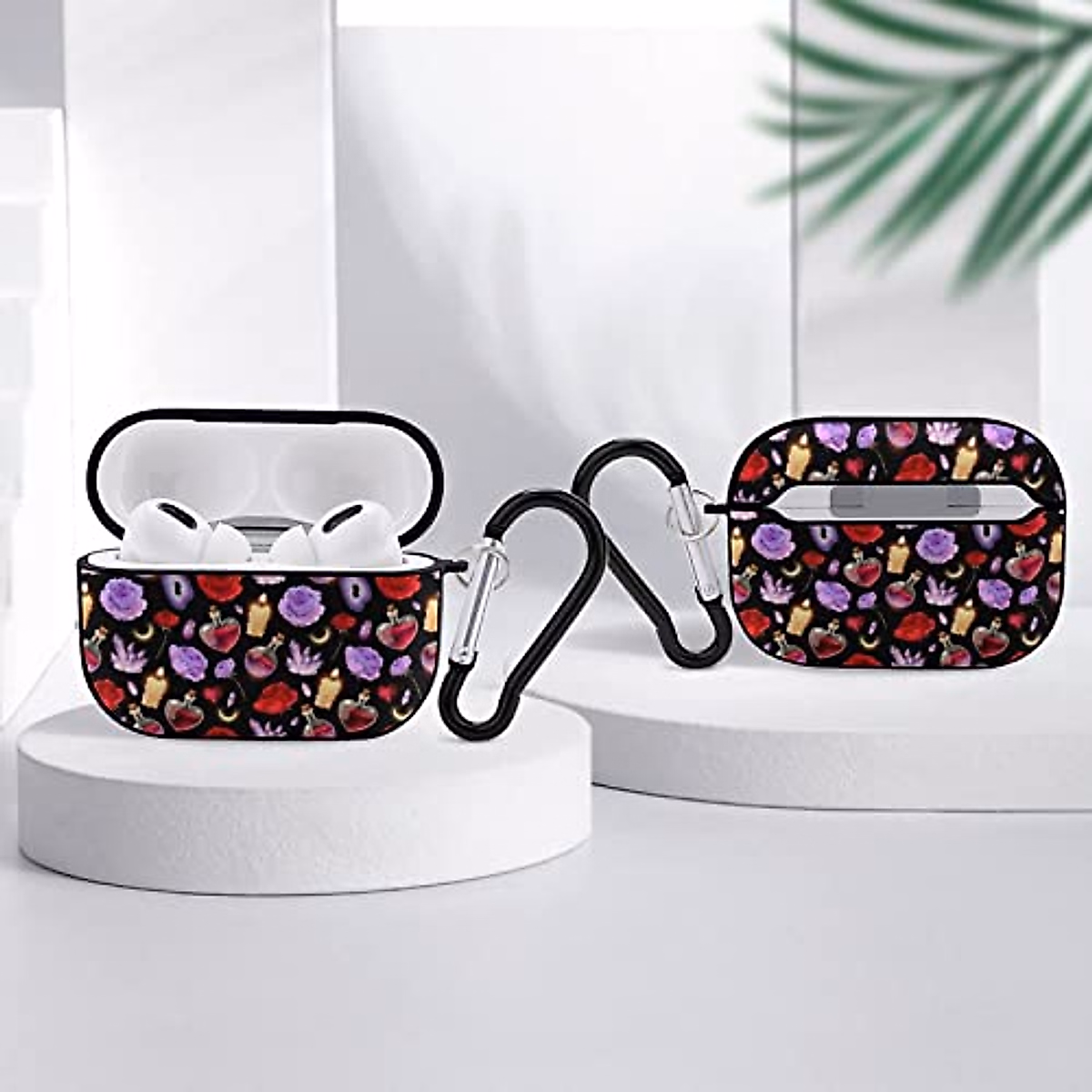 Goth Gothic Magic Crystal Potion Flower AirPods Pro Case Cover Gifts with Keychain, Shock Absorption Soft Cover Airpods Pro Earphone Protective Case for Men Women