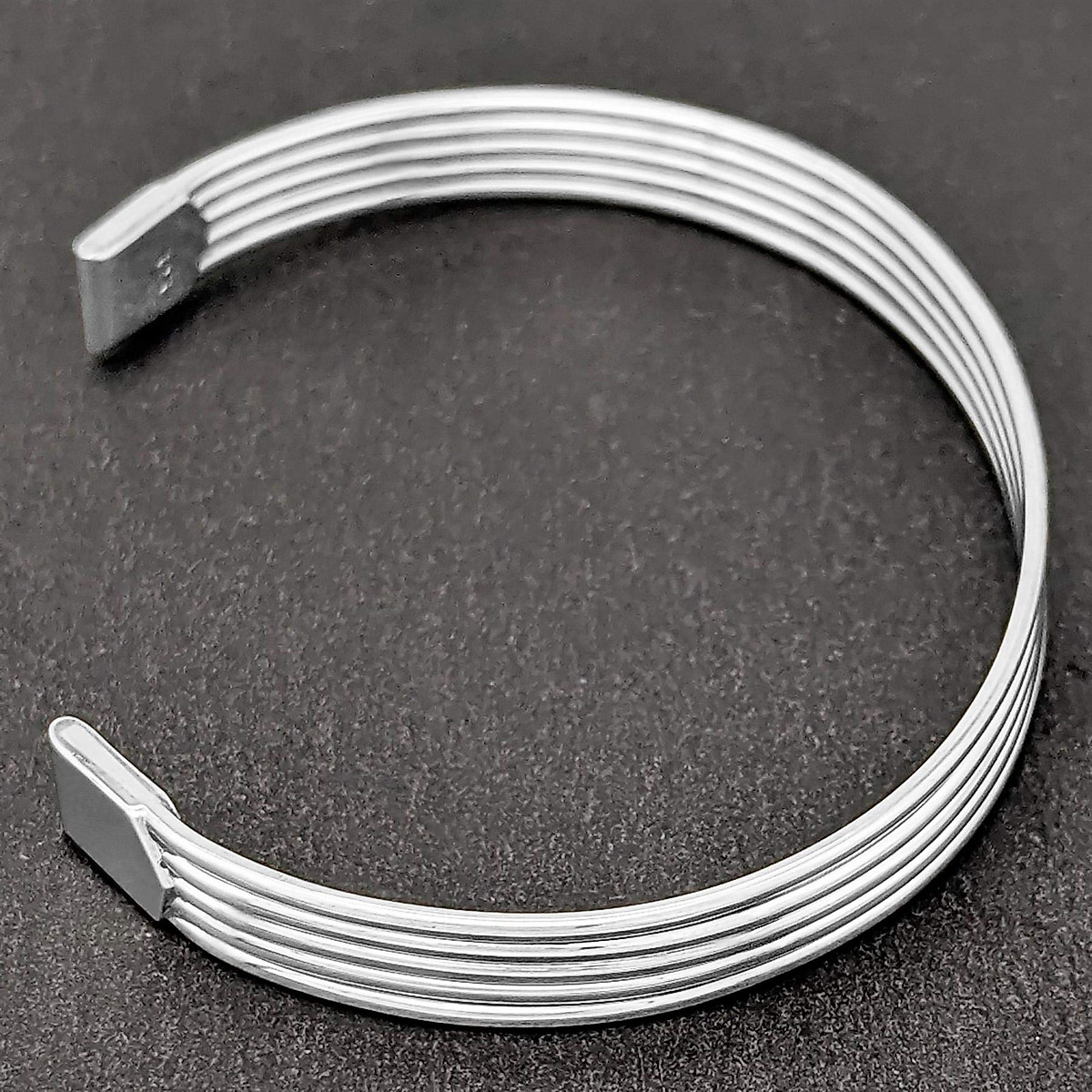 Silverly Women's Men's 925 Sterling Silver Polished Multi Band Line Adjustable Cuff Bangle Bracelet