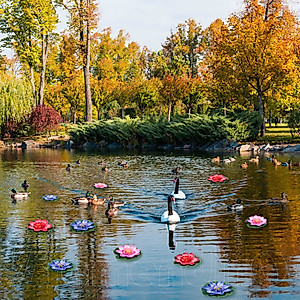 Framendino, 7 Pack Artificial Floating Foam Lotus Flower Water Lily Pads for Home Garden Pond Decoration