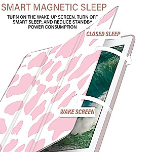 Deokke Compatible with iPad 6th/5th Generation Case(2018/2017) iPad Air 2/Air 1 Case,iPad 9.7 inch Case with Pencil Holder and Soft TPU Back Case,Auto Sleep/Wake Cover-Pink Cow Western