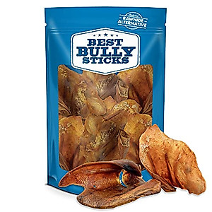 Best Bully Sticks All Natural USA Baked & Packed Pig Ears for Dogs - Single Ingredient Highly Digestible 100% Pork Dog Chew Treats - Great for Puppies, Small, Medium, and Large Dogs - 12 Pack