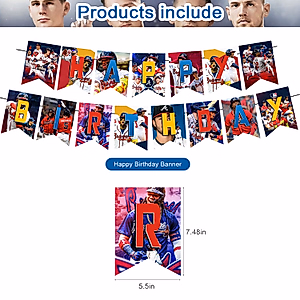 Atlanta Baseball Birthday Party Supplies, Atlanta Baseball Party Decorations,Braves Party Theme Includes Balloons,Banner,Cake Toppers for Baseball Kids Birthday Theme Party Decorations