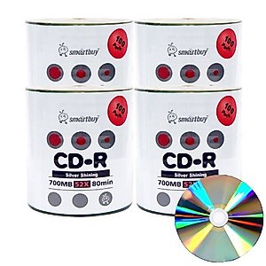 Smart Buy Shiny Silver Top CD-R 400 Pack 700mb 52x Blank Recordable Discs, 400 Disc, 400pk