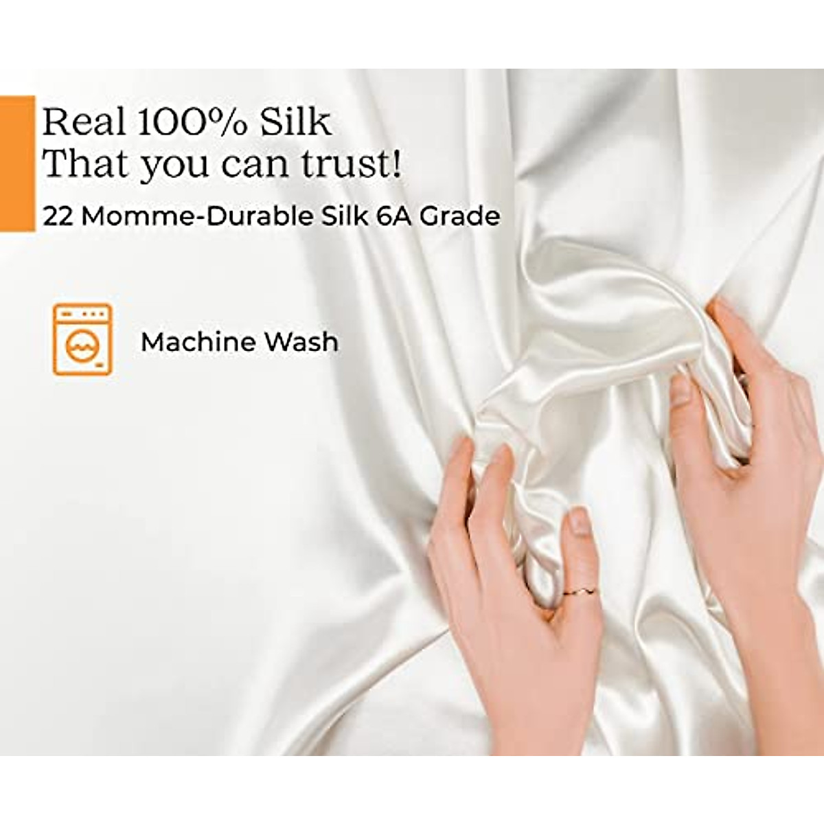 100% Mulberry Silk Pillowcase for Hair and Skin Health, Hidden Zipper, 22 Momme, Both Sides Smooth, Breathable and Natural, Machine Washable, Sleep Mantra (King, Pure White)