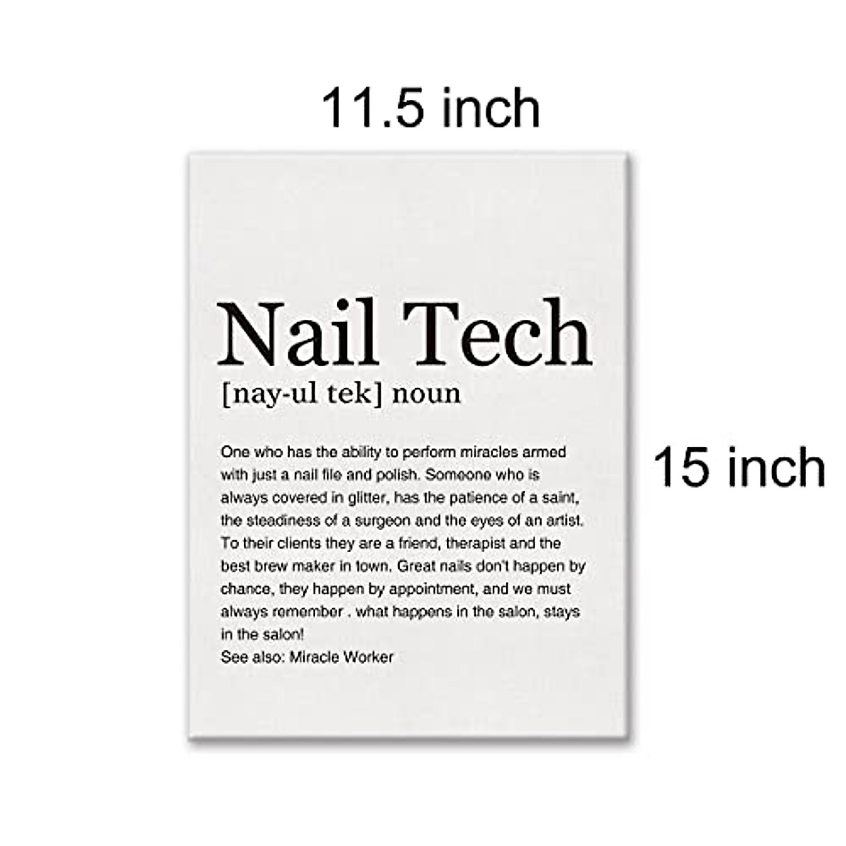 LEXSIVO Nail Tech Definition Print Canvas Wall Art Home Office Decor Modern Minimalist Painting 12x15 Canvas Beauty Poster Framed Ready to Hang Salon Artwork