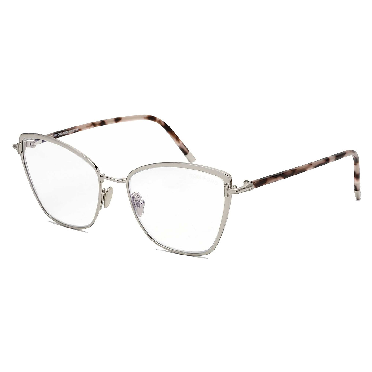 Tom Ford Blue Block Eyeglasses TF5740B 016 Palladium/Rose Havana 54mm FT5740