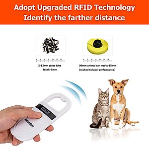NetumScan Upgraded Pet Microchip Reader Scanner, 256 Data Storage Pet Chip ID Tag Scanner Rechargeable Handheld Animal Scanner with Stable OLED Display for ISO 11784/11785,FDX-B and ID64 RFID EMID