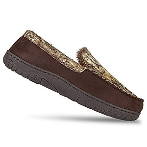 Realtree Men's Memory Foam Camo Moccasin House Slipper Indoor/Outdoor, Camo, Large