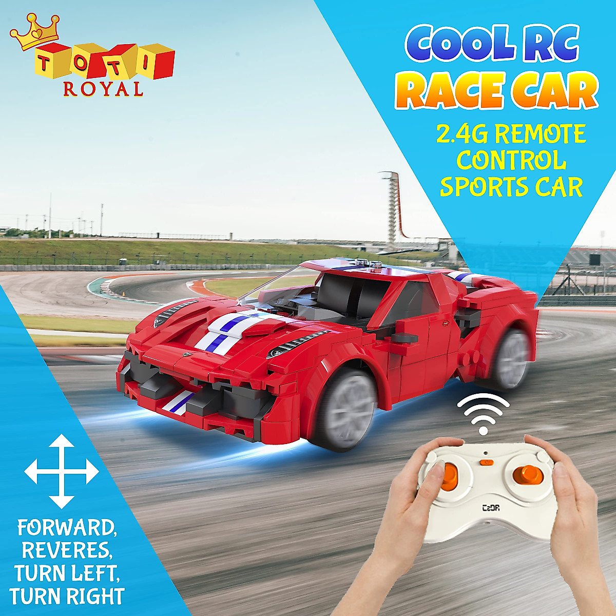 TOTI ROYAL Build Your Own RC Car Kit for Kids | 306-Pieces STEM Building Blocks Toys for Boys and Girls | Build a Remote Control Race Car Kit | New 2021 for 6+ Year Olds (Red Bomb)