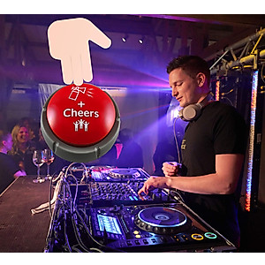Airhorn Can Sound Button with Applause and Cheers, Funny Easy Button, Noise Maker Buzzer for Office, Sporting Event, Dance Party, Fun Classroom, Desk Toy, Gag Birthday Gift, Gadget for Teens, DJ HYPE