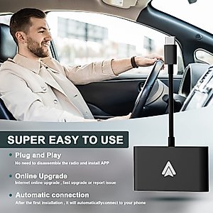 WQQBFF Wireless Android Auto Car Adapter，Android Phones Converts Wired Android Auto to Wireless - Direct Plug-in Type-c Adapter， Android Auto Wireless Adapter AI Box for Car with OEM（Black）