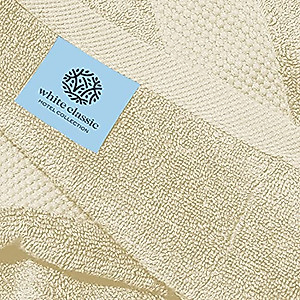 White Classic Luxury Hand Towels | 6 Pack Luxury Bath Mat | 2 Pack Bundle (Beige)