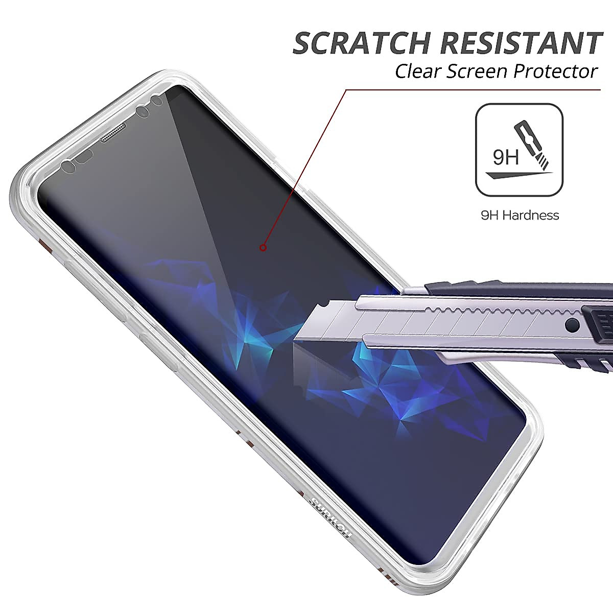 SURITCH for Samsung Galaxy S9 Plus Marble Case, [Built-in Screen Protector] Full-Body Protection Shockproof Rugged Bumper Protective Cover for Galaxy S9 Plus 6.2 Inch (Gold Marble)