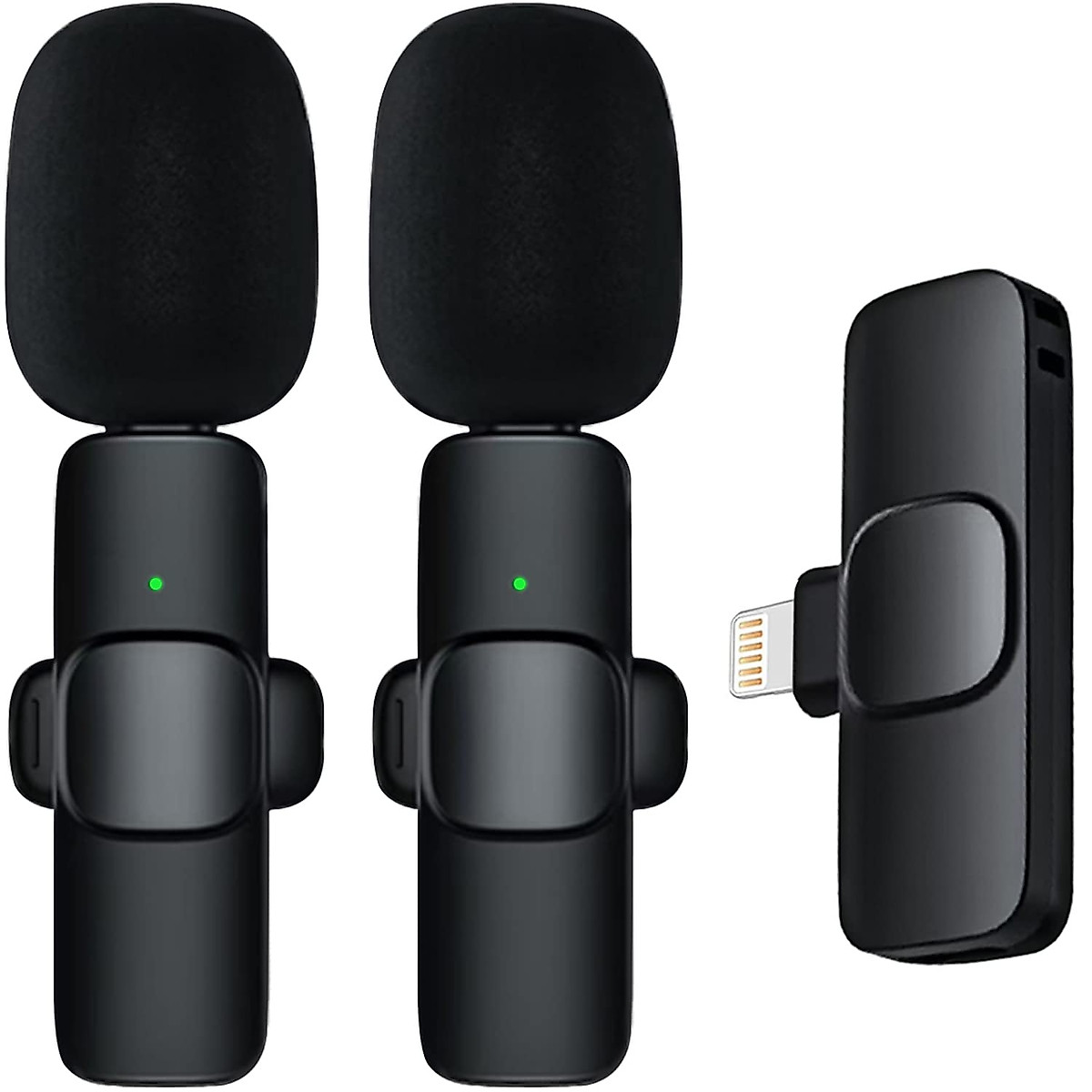 bAnpinSH Wireless Lavalier Microphone,for iPhone iPad,Professional lavalier Microphone for Video Recording, Plug and PlayAuto Sync 2.4G Ultra-Low Latency Noise Reduction Lapel Microphone (Black)