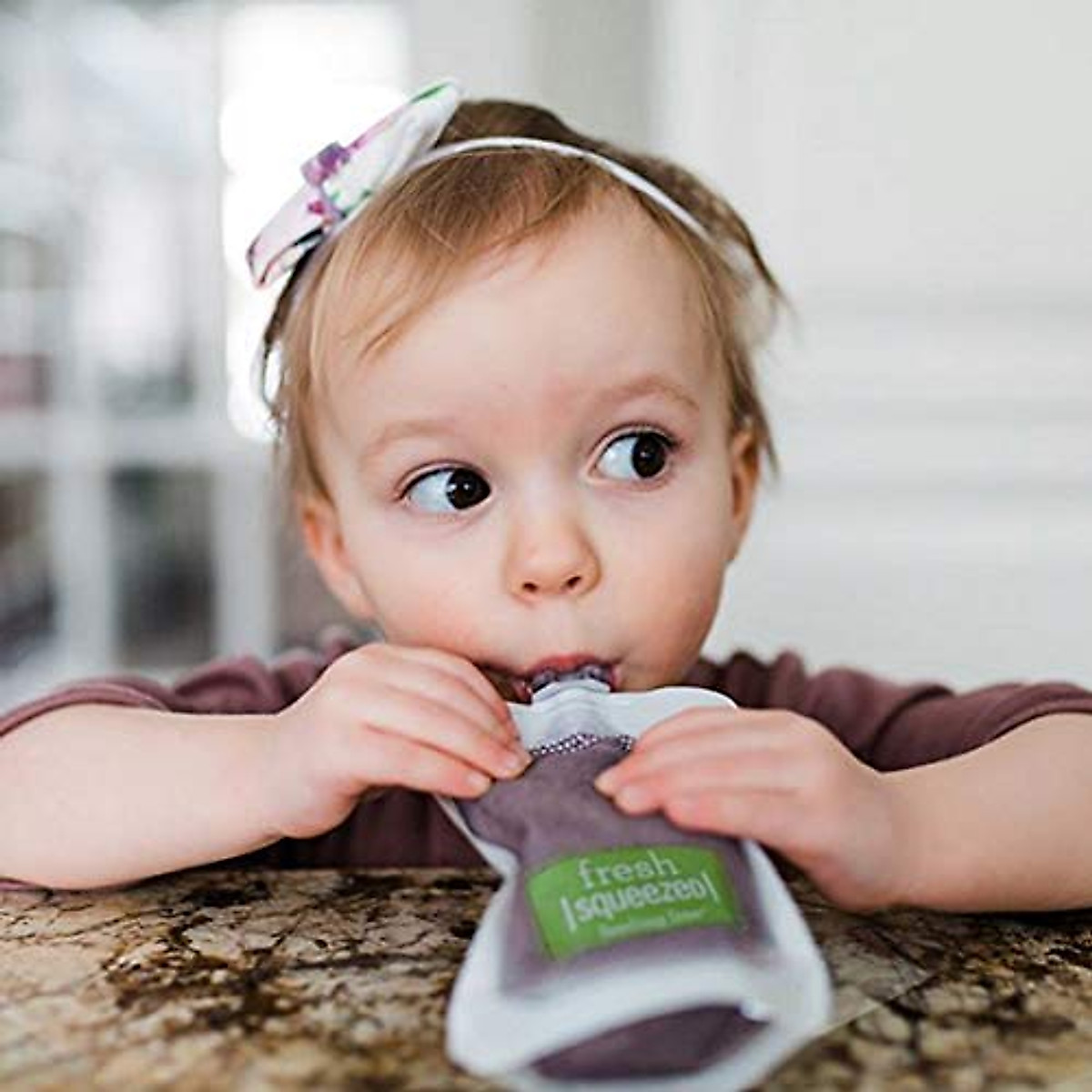 Infantino Squeeze Station For Homemade Baby Food, Pouch Filling Station For Puree Food For Babies And Toddlers, Dishwasher Safe And BPA-Free,Purple