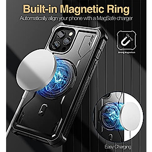 Dexnor Magnetic Case for iPhone 12 Pro Max, Compatible with MagSafe, Full-Body Shockproof Rugged Bumper Case Protective Cover with Built-in Screen Protector & Kickstand,Black