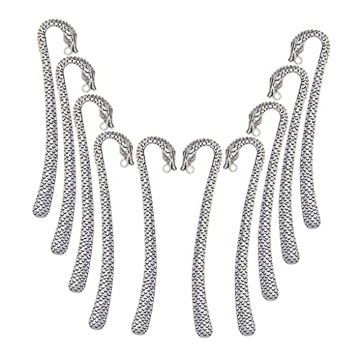 freneci 10x Metal Vintage Dragon Bookmarks with Hole Office Stationery Silver