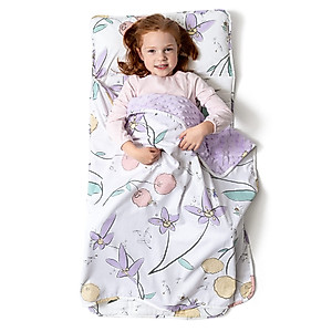 JumpOff Jo - Toddler Nap-Mat - Sleeping Bag for Kids with Removable Pillow and Ultra Soft Blanket for Preschool, Daycare, and Sleepovers - Fairy Blossoms