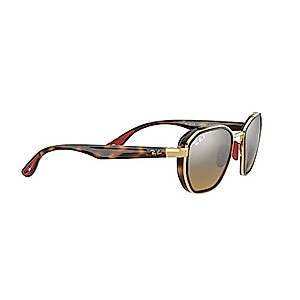 Ray-Ban RB3674M Scuderia Ferrari Collection Round Sunglasses, Gold/Chromance Brown Mirrored Grey Polarized, 51 mm