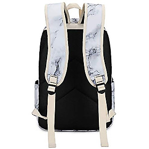 Bluboon Teen Girls School Backpack Kids Bookbag Set with Lunch Box Pencil Case Travel Laptop Backpack Casual Daypacks (Marble 1)