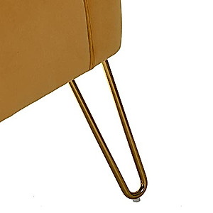 TINA'S HOME Small Velvet Accent Chair, Modern Armless Accent Chair with Golden Metal Legs & Velvet Tufted Upholstered, Living Room Velvet Dining Side Chair Suitable for Small Spaces, Mustard