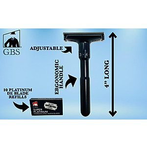 G.B.S Men's Shaving Set, Heavy-Duty Adjustable Double Edge Safety Razor and Shave Mug, Natural Soap, Blades, Shaving Brush and Razor Stand After Shave Balm Pre-Shave Oil