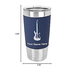 LaserGram 20oz Vacuum Insulated Tumbler Mug, Electric Guitar, Personalized Engraving Included (Silicone Grip, Navy Blue)