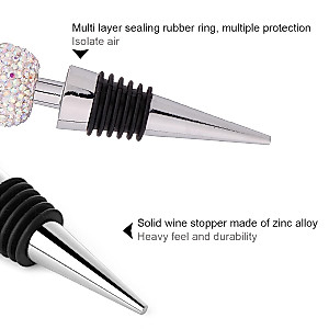 Cyberone Wine Stoppers Decorative, Cute Crystal Wine Bottle Stopper Reusable for Rose Wine, Red Wine, Whiskey and Beverage(2pcs white)